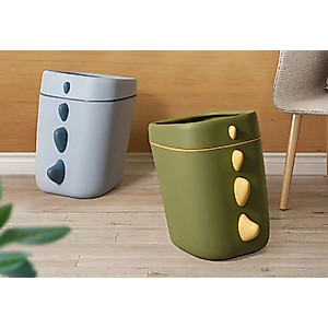 Happiness Decoration Plastic Trash Can with Pressing Ring Bedroom 12 Liter / 3.2 Gallon Garbage Can Children Room Garbage Can Cartoon Wastebasket Dustbin Organizer (Green)