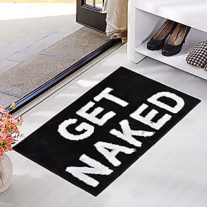 Zeeinx Get Naked Bathroom Shower Curtain Sets with Rugs Non Slip Absorbent Get Naked Bath Rugs Funny Bathroom Decor Shower Curtain Sets with 12 Hooks,72" x 72" Black