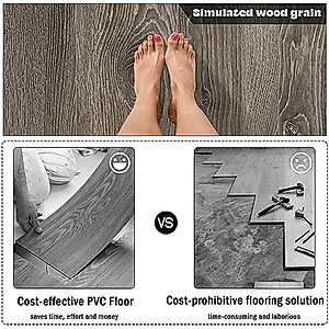 Oxdigi Peel and Stick Floor Tile 36" x 6"x 12 Packs/ 18 Sq.Ft, Thicken Wood Plank Flooring Self-Adhesive Waterproof for Kitchen Living Room RV, Easy DIY Floor Stickers, Sepia