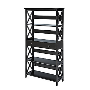 Convenience Concepts Oxford 5 Tier Bookcase with Drawer, Black