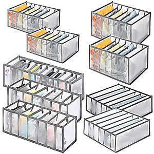 9 Pcs Underwear Drawer Organizer Foldable Closet Clothes Divider Nylon Wardrobe Clothes Organizer Closet Clothing Organizer Clothing Compartment Storage Box for Bra Sock Underwear Jean, 6/7/11 Grids
