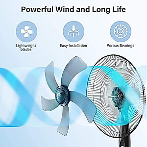 Simple Deluxe Oscillating 16″ 3 Adjustable Speed Pedestal Stand Fan with Fan Dust Cover for Indoor, Bedroom, Living Room, Home Office & College Dorm Use, 16 Inch, Black