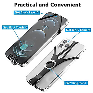 Phone Lanyard, SS Cell Phone Lanyard Wrist Strap with Phone Ring Holder Stand Universal Fit for Mobile Phone-Black