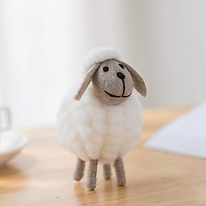 Cute Lamb Hanging Decoration,Felted Wool Sheep Decor,Christmas Tree Decorative Hanging Ornament Sheep Plush Decorative(B 6 x 6 x 11cm)