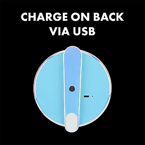 Lumee Lighted Makeup Mirror - LED Light Round Mirror with Rechargeable Battery, Folding Handle - Compact Portable Hand Mirror for Party Travel Office - Iridescent (Included USB A to Micro USB Cable)