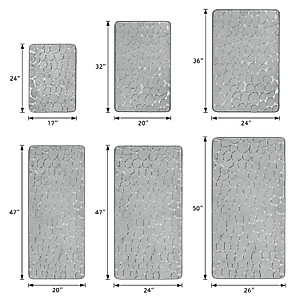 YIHOUSE Memory Foam Runner Rug, Cobblestone Bathroom Runner Rugs Super Water Absorbent Bath Mats for Bathroom Machine Washable Bath Rugs Runner for Hallway Bedroom Laundry Room(24 x 47,Light Gray)