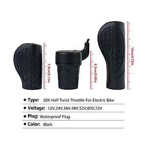SCHUCK Electric Bike 20X Half Twist Right Hand Throttle 12V/24V/36V/48V/60V/72V Waterproof Connector Electric Bicycle or Folding Scooter Electric Refitting Accessories