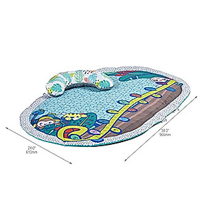 Infantino 3-in-1 Deluxe Magic Arch Sensory Development Gym - 3 Ways to Play with Dual-Sided Magical Arch for Captivating Overhead Visuals Plus Tummy-Time Bolster & Mat with Growth Chart, Teal