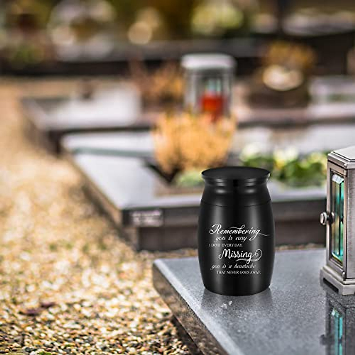 3 Inches Small Keepsake Urn for Ashes Mini Aluminum Urn for Human Ashes Cremation Funeral Ash Holder - Remembering You is Easy I DO IT Every Day. Missing You is a Heartache That Never GOES Away.
