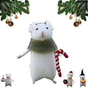DABATO Halloween Mouse with A Pumpkin, 2024 New Cute Handmade Wool Felt Christmas Mouse Ornament, Needle Felted Pumpkins Animals Decoration, Christmas Home Decoration Gifts (B)