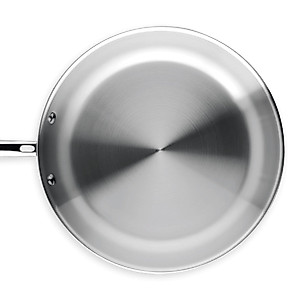 Misen 5-Ply Professional Stainless Steel Pan - Superior Heat Retention & Larger Cooking Surface for Searing & Sautéing - Cool Ergonomic Handle -12 Inch