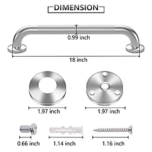 2 Pack 18 Inch Grab Bars for Bathtubs and Showers, Anti Slip Shower Grab Bars Stainless Steel Shower Handle Handicap Elderly Senior Assist Bathroom Saft Handle