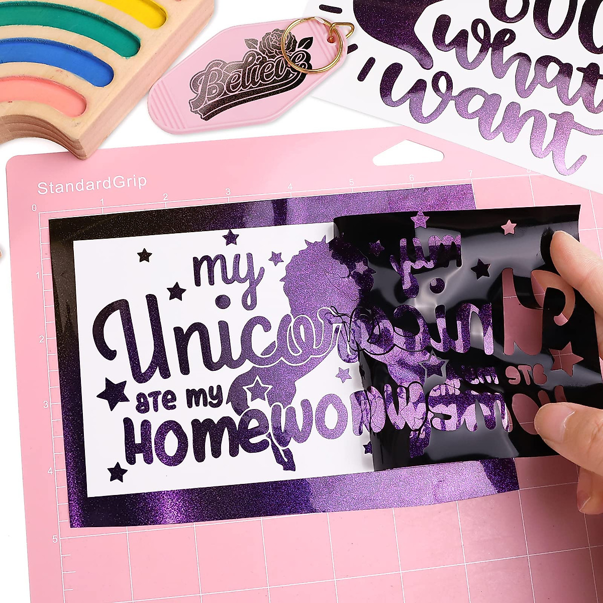 WRAPXPERT Chameleon Purple Permanent Vinyl 12" x5ft Metallic Purple Vinyl Roll Easy Cut and Peel Gradient Color Change Vinyl for Crafts Signs Lettering Graphics