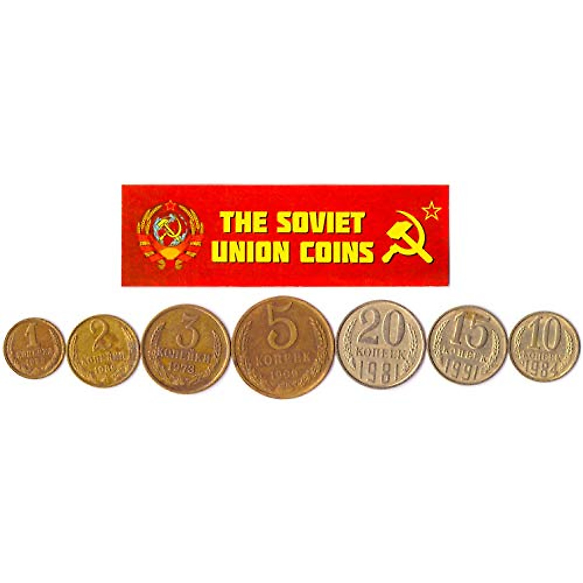 LOT of 100 USSR Soviet Russian KOPEKS Coins 1961-1991 Cold WAR Hammer and Sickle Money