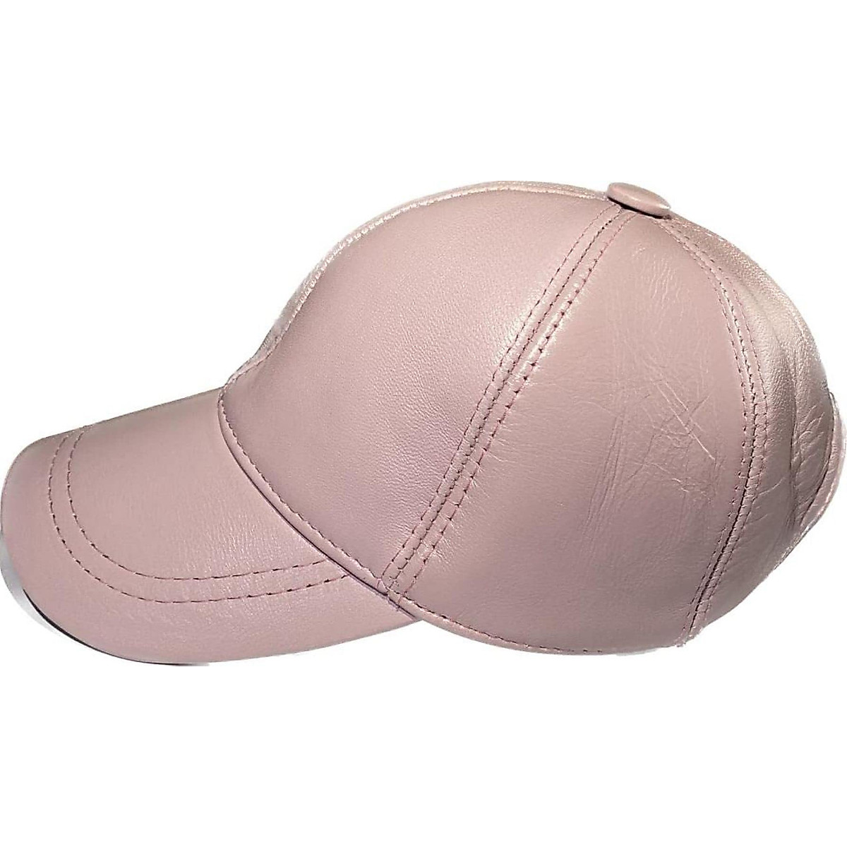 Leather Hat Adjustable Men's Genuine Leather Plain Baseball Cap for Outdoor Sports Hat Classic Referee Cap Pink
