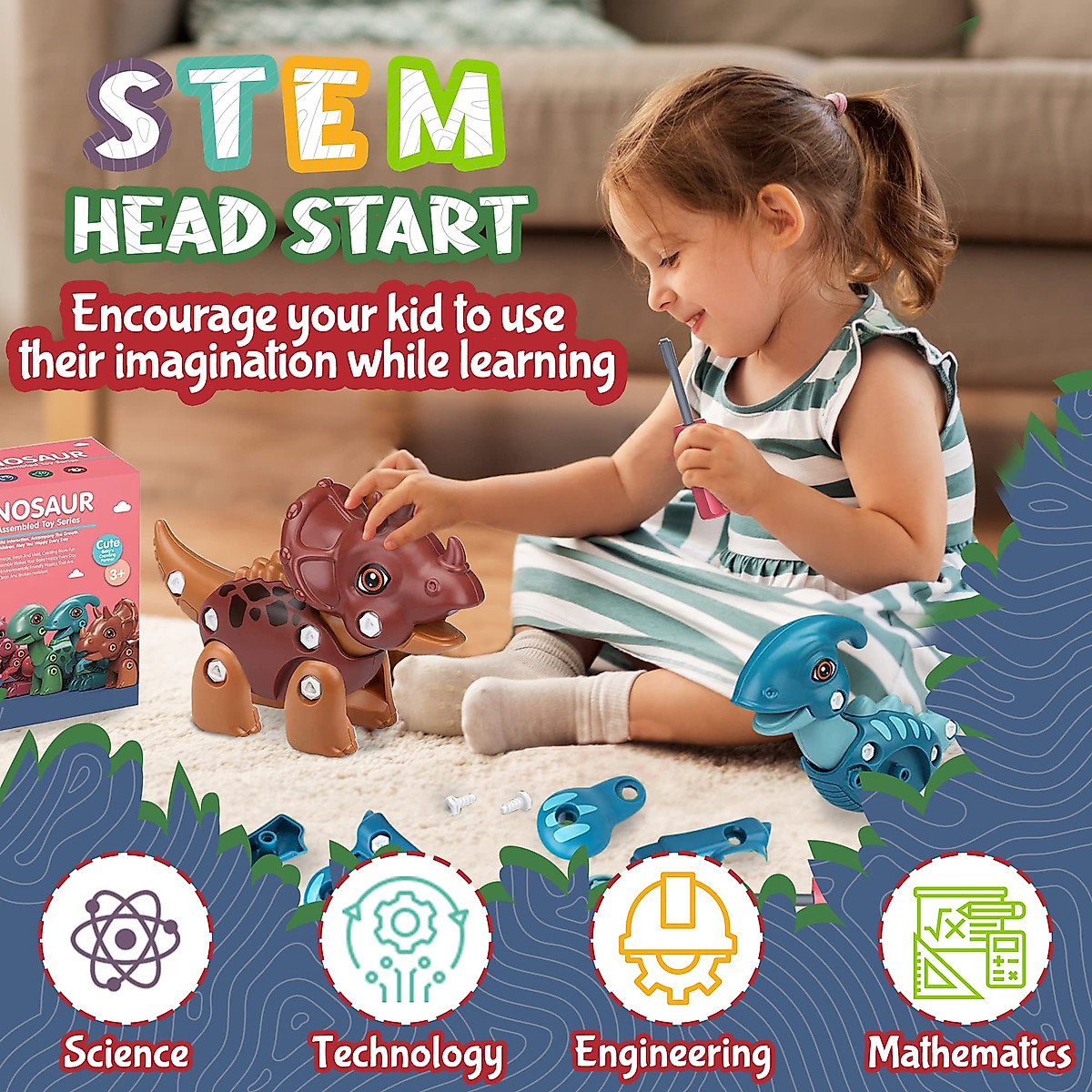 Smarkids Take Apart Dinosaur Toys (4-Pack) | Includes Safe Screwdriver & Screws | STEM Toys, Toddler Learning Toys, Building Toys, Tools for Kids | Educational Toys for 3+ Year Old Boys & Girls