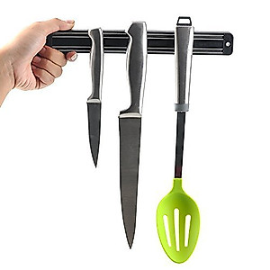 Magnetic Knife Holder 13 Inch Black, Storage Bar Strip | Multi-purpose Functionality Tool Magnet Rack Strip Bar Storage Wall Mount for Kitchen Knife Knives Tool Spoon Display Rack Organizer