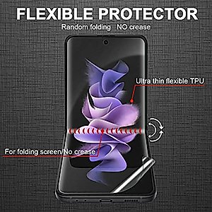 Orzero (3 Sets 12 Packs) Compatible for Samsung Galaxy Z Flip 3 5G Soft TPU Screen Protector, High Definition Premium Quality Edge to Edge (Full Coverage) Bubble-Free (Lifetime Replacement)