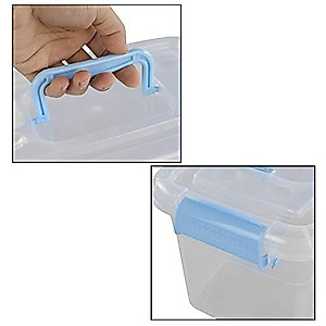 Doryh 5 L Plastic Storage Bin with Lid, Clear Transparent Box With Handles, Set of 6