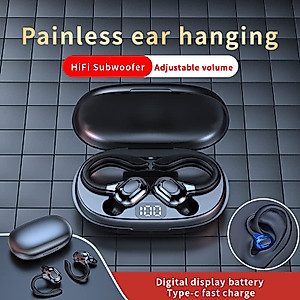 EnBuQINWo 5.2 New Bluetooth Headphones Bone Conduction Wireless Earbuds Noise Canceling Headphones, LED Sports Waterproof Headphones (Green)