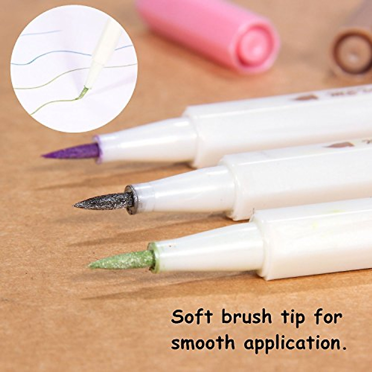 Ohuhu Metallic Markers Paint Pen Calligraphy Brush Pens, Set of 10 Paint Marker for Black Paper Rock Painting DIY Gift Birthday Greeting Thank You Cards Making Scrapbook Photo Album Glass