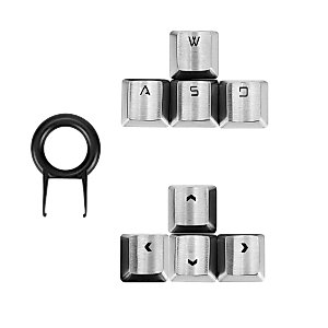 Fitlink FPS & MOBA Gaming Keycaps, Durable Stainless Steel Metal Keycap with Key Puller for Mechanical Keyboard Cherry Mx Switch (WASD+Direction Keys,Silver)