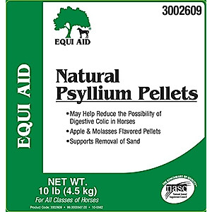 Farnam Equi Aid Natural Horse Psyllium Pellets Supplement, Supports Removal of Sand & Dirt From the Ventral Colon, 10 Pounds, 32 Scoops