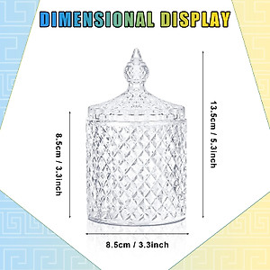 Aoriher 4 Pcs Crystal Glass Candy Jar with Lid Home Decorative Jar Glass Storage Bathroom Jars Jewelry Box Canister Jar for Cotton Swab Glass Jar for Kitchen Bathroom Pantry (Clear,Medium)