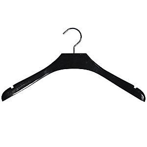NAHANCO 23417HU Wooden Jacket Hanger, Concave, Home Use, 17", High Gloss Black (Pack of 6)