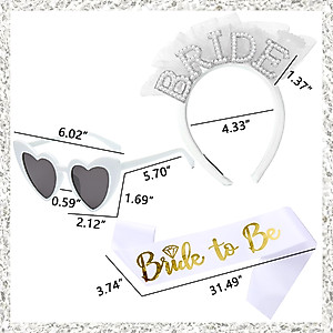 JeVenis Bridal Shower Set: Headband, Sash, Glasses, Crown Tiara, Headpiece Accessories and Decorations