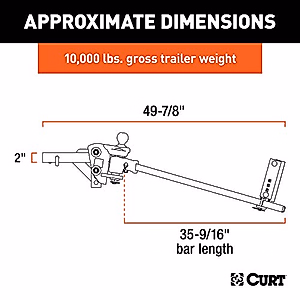 CURT 17500 TruTrack Weight Distribution Hitch with Sway Control, Up to 10K, 2-In Shank, 2-5/16-Inch Ball, Black