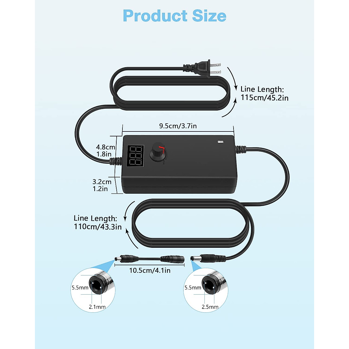 Aclorol Universal Power Adapter 24W 12V 9V 6V 5V 4.5V 3V 2A 1.5A 1A Adjustable Power Supply Charger AC/DC Adapter Converter Switching 100V-240V AC to DC 3V~12V & Polarity Converter & 14 Tips 2Amp Max