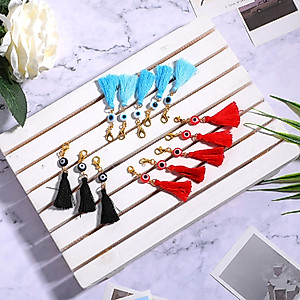 120 Pieces DIY Tassels Multicolored Mini Tassels Charm with 100 Pieces Gold Plated Earring Hooks and 200 Jump Rings for Earring Jewelry Making DIY Craft Accessory