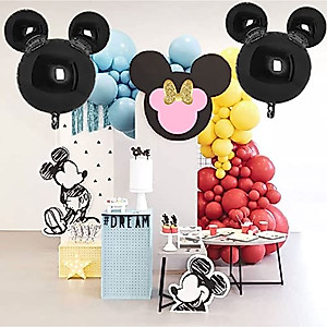 Black Mouse Balloons 4pcs Mouse Birthday Party Supplies Mouse Party Decorations 24inch Mouse Foil Balloons for 1st Birthday, Oh Twoodles, Baby Shower, New Year's Eve, Halloween Party Decorations