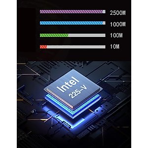 2.5GBase-T PCIe 3.1 Network Adapter with Intel I225-V+3ft Cat8 Ethernet Cable 2500/1000/100Mbps PCI Express Gigabit Ethernet Card RJ45 LAN Controller for Windows 10/11 with Low Profile Bracket