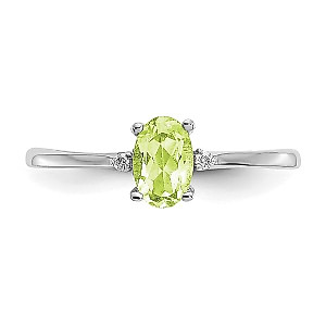 IceCarats 14K White Gold Diamond Green Peridot Ring April August Birthstone Jewelry Size 6