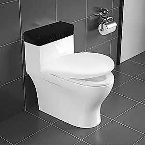 AZHCHKE Toilet Tank Lid Cover, Bathroom Stretch Washable Spandex Toilet Tank Protector Cover with Elastic Bottom, Black
