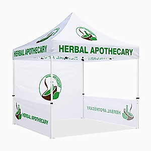 ABLEM8CANOPY Custom Canopy Tent 10x10 with Logo, Personalized Pop Up Canopy Tent with Optional Walls for Business Events, Trade Shows, Farmers Market, Roller Bag Included(Apothecary)