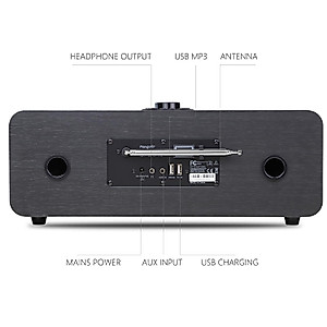 MS5 CD Player,FM Digital Radio,WiFi Internet Radio,Spotify Connect,Bluetooth Speaker,Dual Alarms Clock,USB Charging,Colour Display,Remote Control (Black Oak)