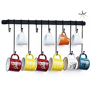 Coffee Mug Hanger Wall Mounted - 12 Mug Hooks for Mug Display or Cups Storage in Kitchen Counter Wall or Coffee Bar Decoration, 12 Hooks Kitchen Utensil Rack Wall Mounted for Kitchen Organization