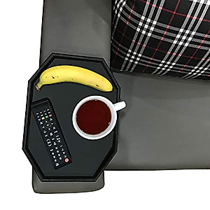 Forzaddik Side Tables Sofa Armrest Clip-On Table, Recliner Armchair Organizer Tray (Black), Food Grade Plastic Material