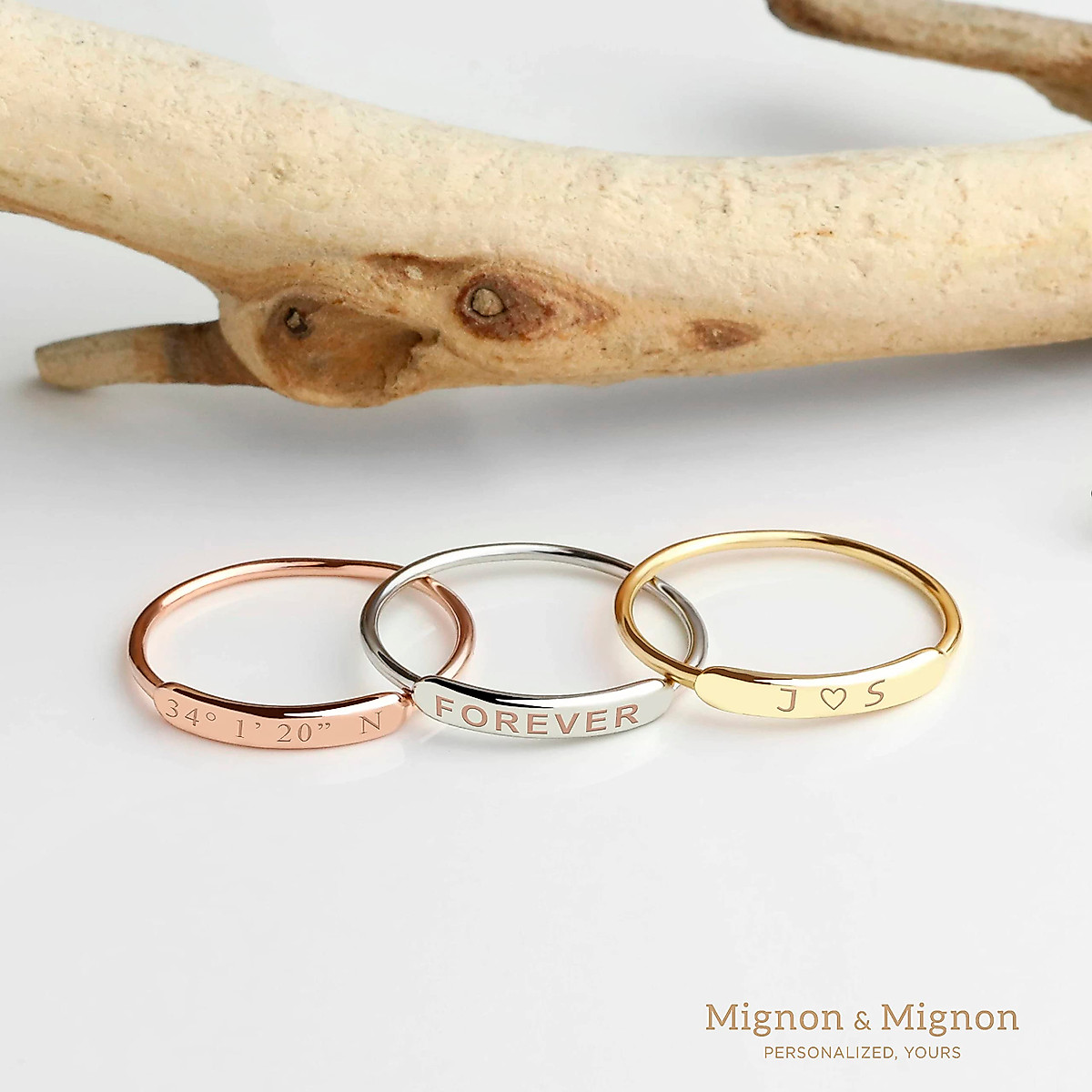 MignonandMignon Custom Name Ring for Mom, Grandma, Daughter Stackable Ring Wedding Bridesmaids Gifts - RDB