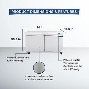 Kratos Refrigeration 69K-752 Commercial 61" W Undercounter Refrigerator, 2 Door