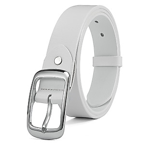 CHAOREN Womens Belts for Jeans - White Leather Belt Women 1.3" Width - Genuine Leather Crafted by Hand