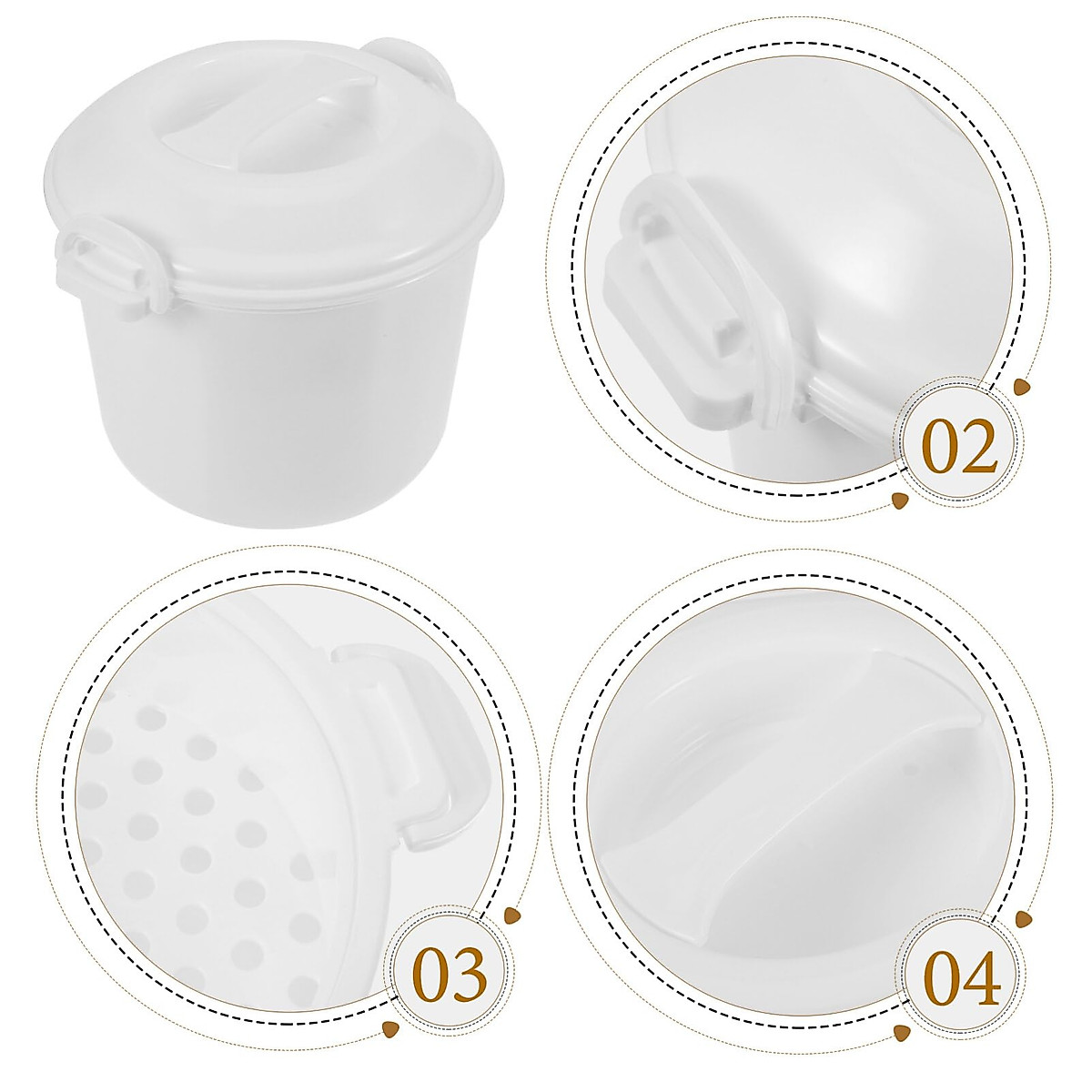 Cabilock Small Rice Cooker Microwave Rice Cooker Rice Steamer: 3L Round Microwave Food Container Microwaveable Rice Pasta Cooker Includes Microwave Rice Steamer for Kitchen Cooking White