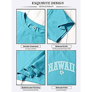 Ezcosplay Women Oversized T Shirts Graphic Tees Casual Drop Shoulder Tops Cute Hawaii Vacation Shirt