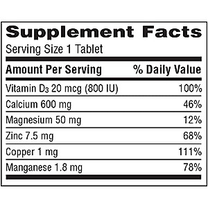 Caltrate 600+D3 Plus Minerals Calcium and Vitamin D Supplement Tablets, Bone Health and Mineral Supplement for Adults - 60 Count