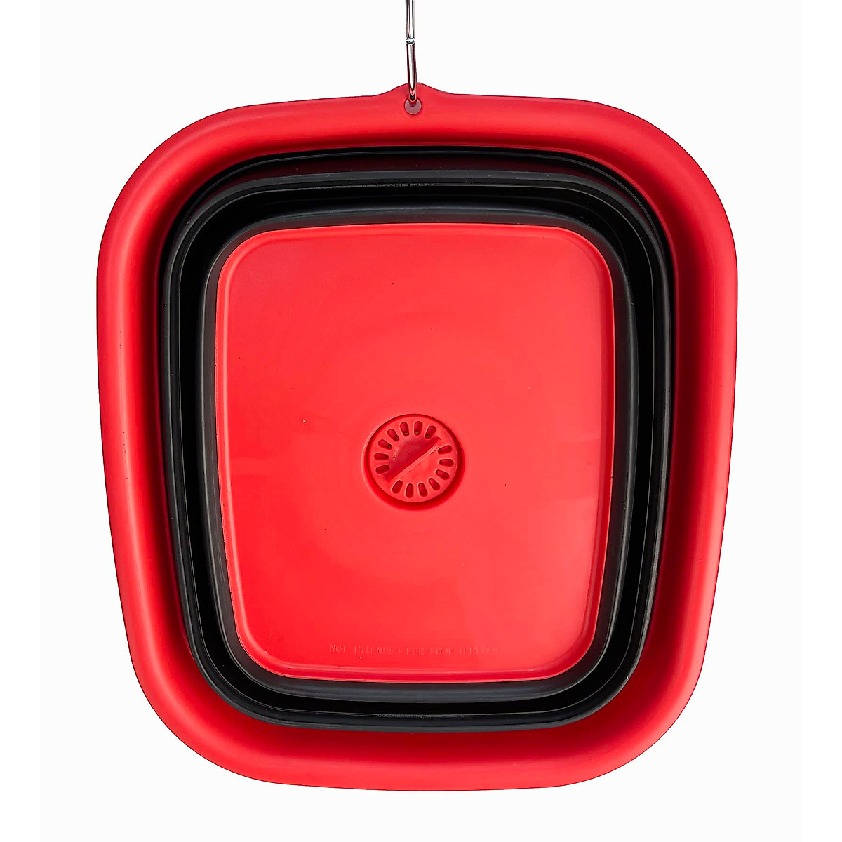 SAMMART 15L (3.9 Gallon) Collapsible Dishpan with Draining Plug - Foldable Washing Basin - Portable Dish Washing Tub - Space Saving Kitchen Storage Tray (Vermeil/Black)