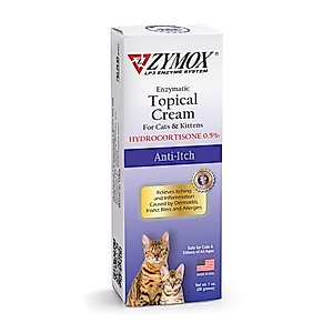 Zymox Enzymatic Anti-Itch Topical Cream with 0.5% Hydrocortisone for Cats & Kittens, 1 oz. – Multi-Purpose Cream for Hot Spots, Itchiness, Rashes, Skin Irritation, Allergies & Insect Bites