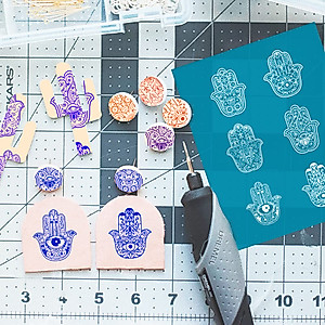 OLYCRAFT 4x5 Inch Hamsa Hand Clay Stencils Hand Silk Stencil Non-Adhesive Silk Screen Stencil Eye Clay Silk Screen Reusable Mesh Transfer for Polymer Clay Jewelry Earring Making